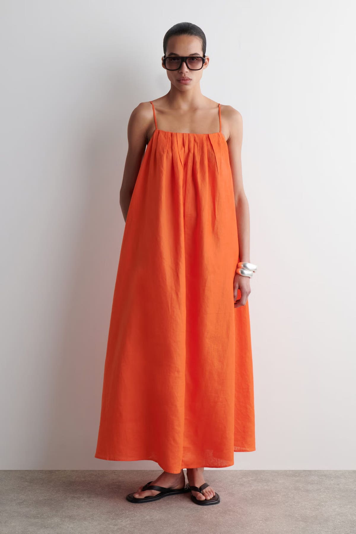Pleated Linen Maxi Dress | COS Kuwait