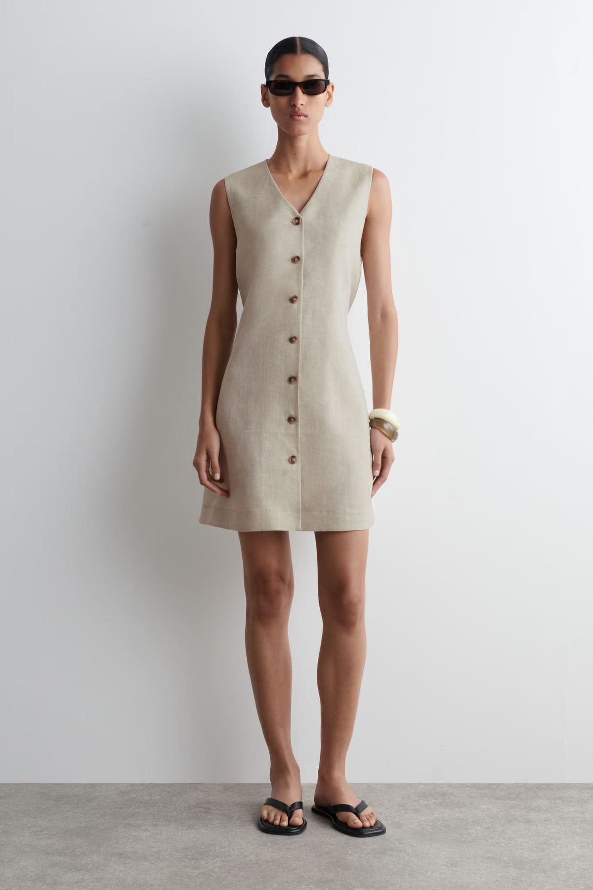 Buttoned Linen Mini Dress | COS Kuwait