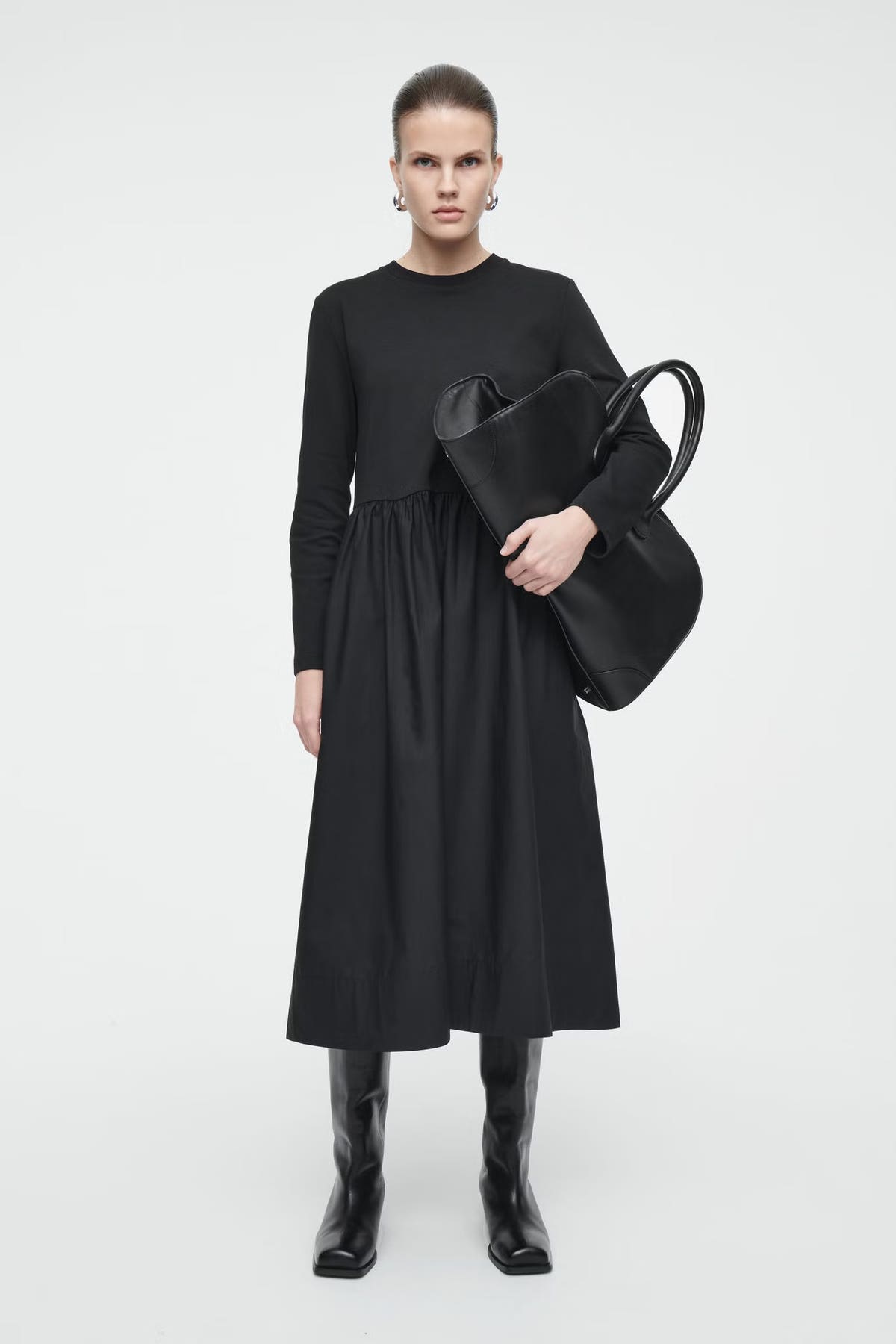 Contrast-panel Long-sleeved Midi Dress | COS Kuwait