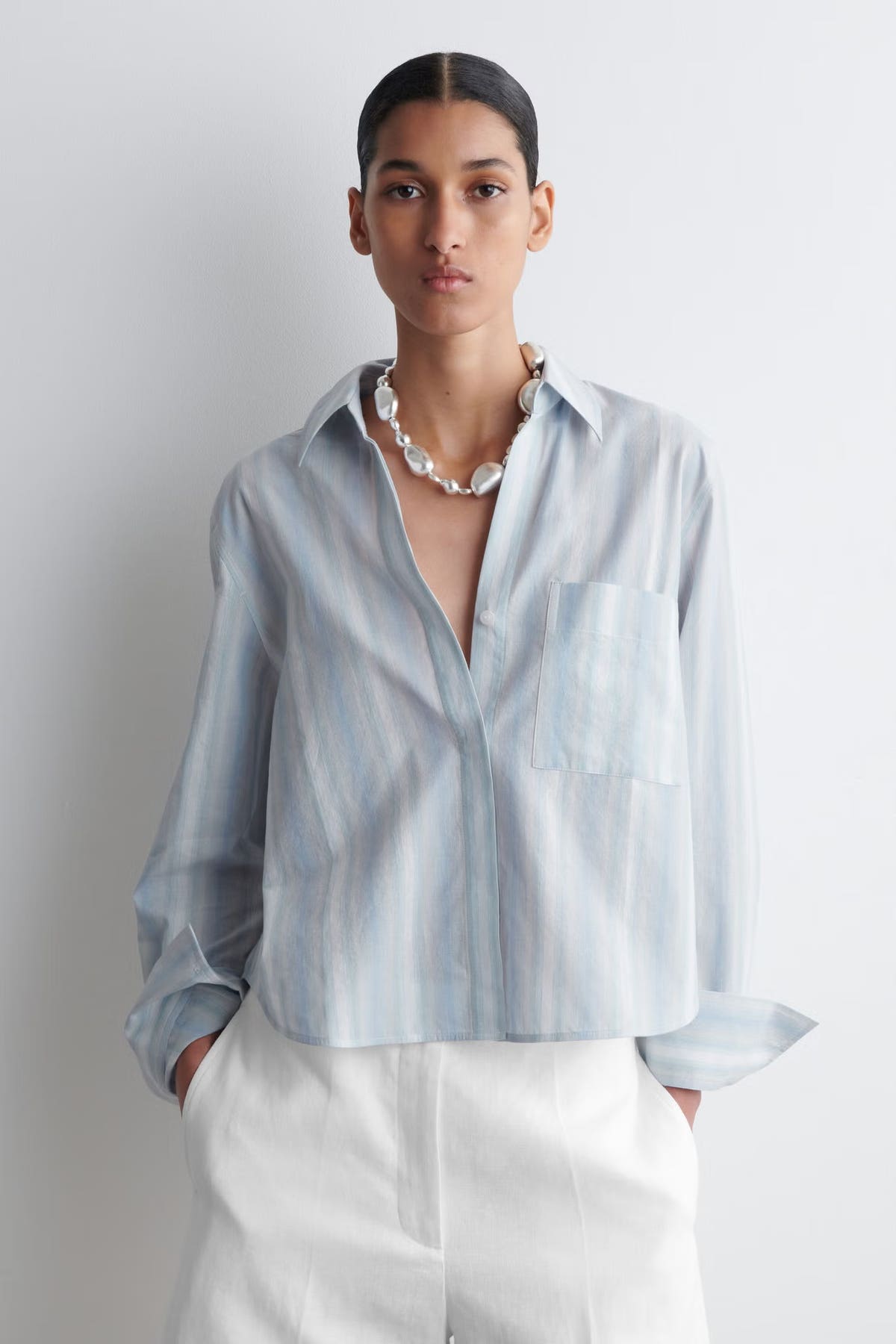 Cropped Striped Cotton Shirt | COS Kuwait