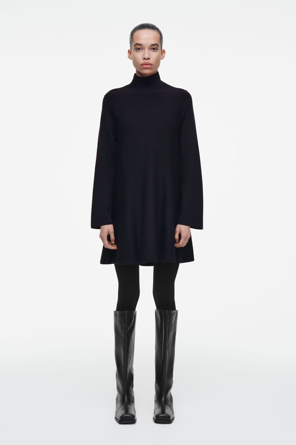 Flared High-neck Wool Mini Dress | COS Kuwait