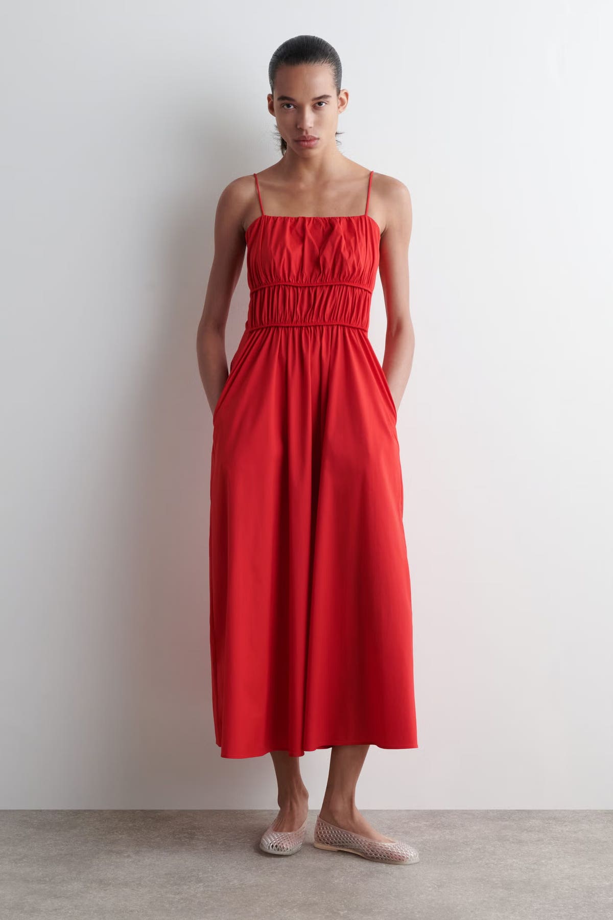 Gathered-waist Midi Dress | COS Kuwait
