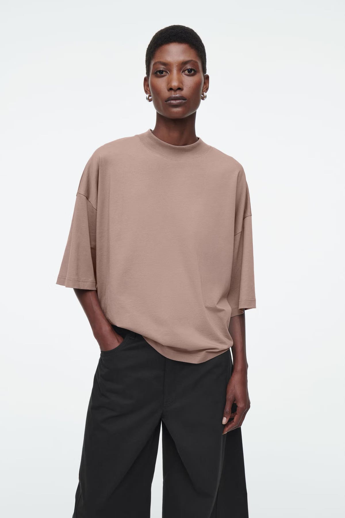 Boxy Mock-neck T-shirt | COS Kuwait