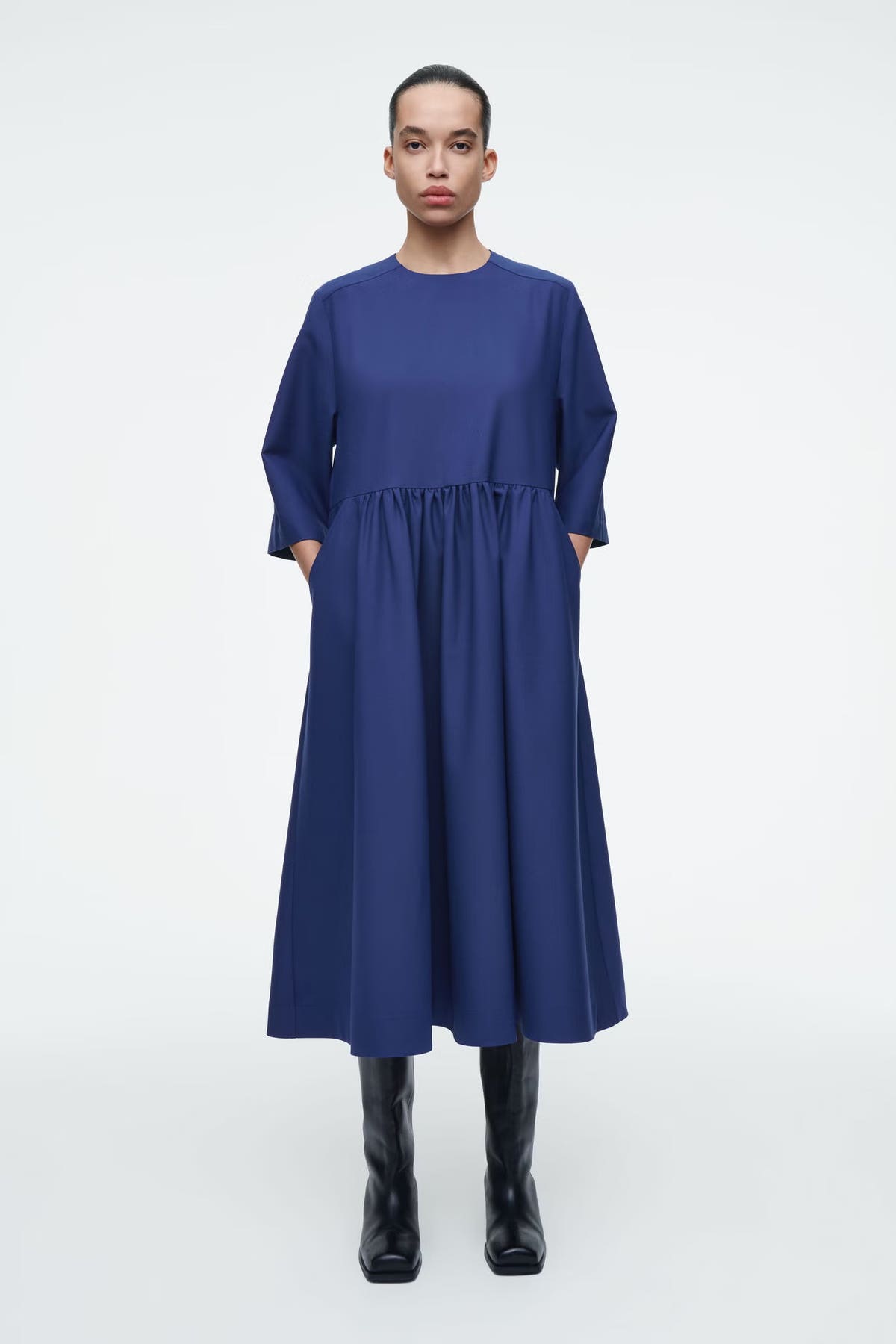 Gathered Wool-blend Midi Dress | COS Kuwait
